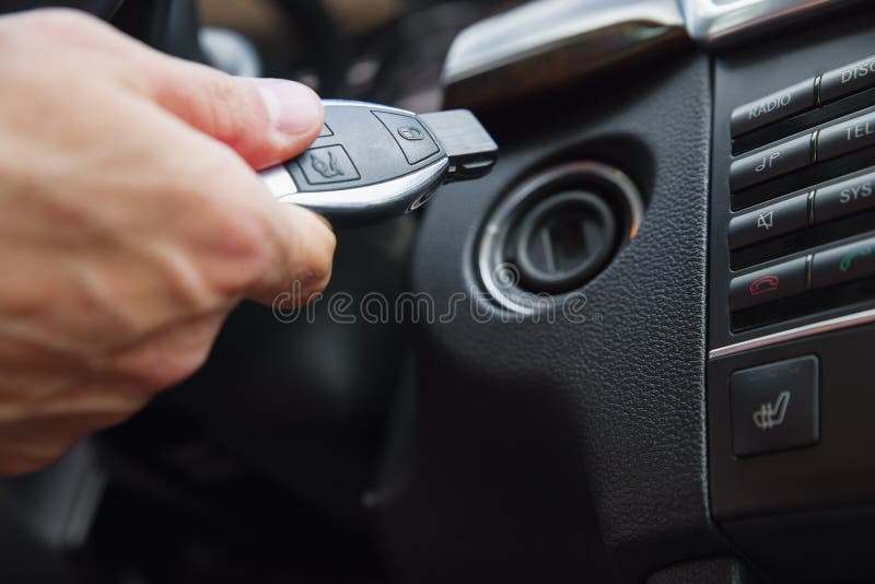Person S Hand Inserting Key To Start Car Stock Image - Image of ...