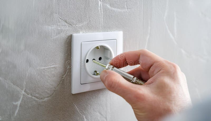 Person S Hand Installing Socket on Wall Stock Photo - Image of process ...