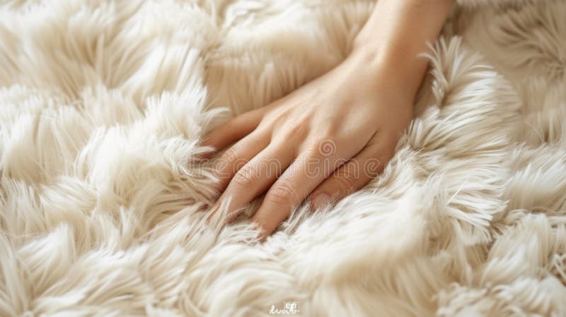 A Person S Hand is Laying on a Fluffy White Blanket, AI Stock Photo ...