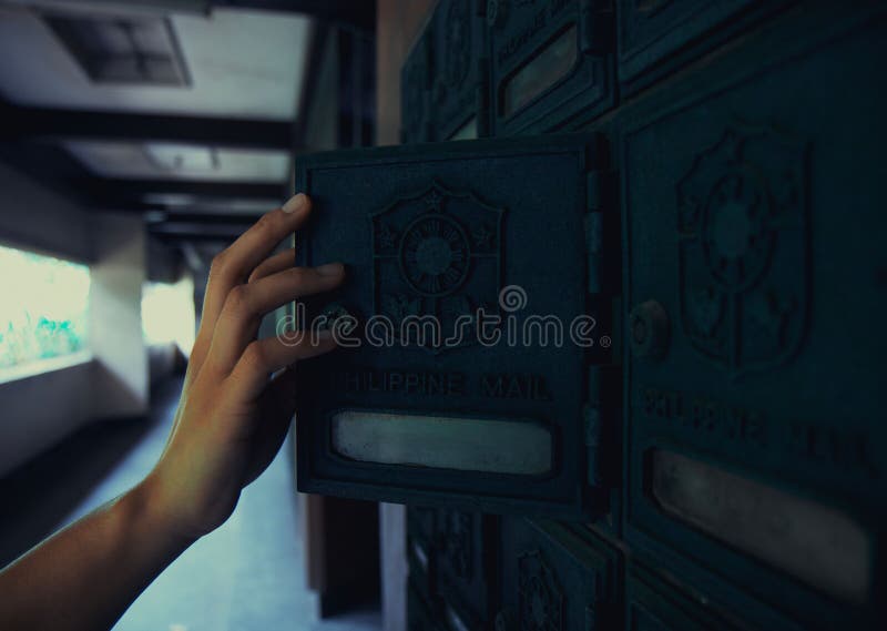 Person& X27;s Hand Opening Mail Box in Central Post Office Stock Image ...