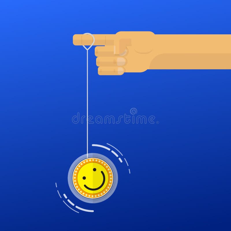 A Person`s Hand Playing with a Yo-yo. Stock Vector - Illustration of ...