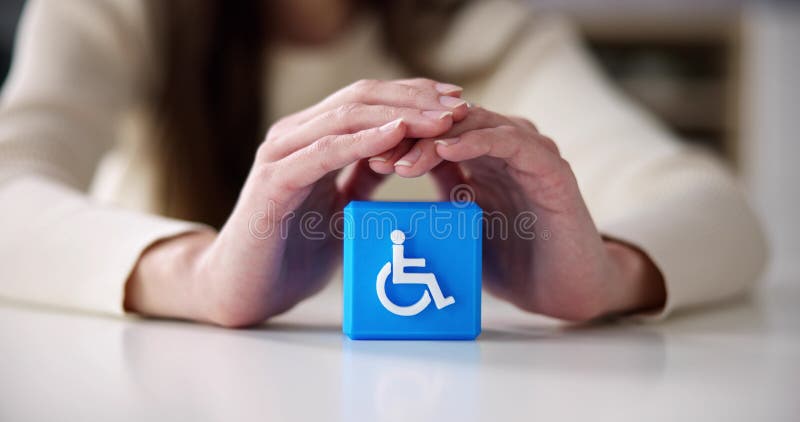 Person S Hand Protecting Blue Cubic Block Stock Image - Image of blue ...