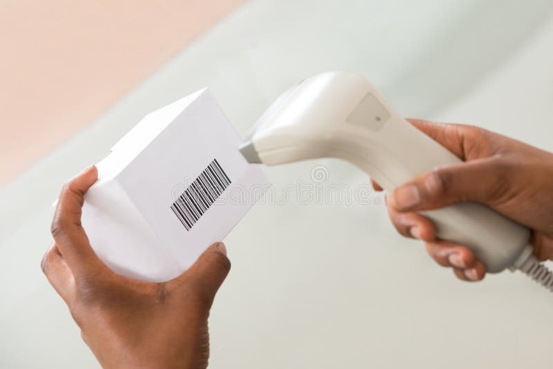 Person`s Hand Scanning Barcode with Barcode Scanner Stock Image - Image ...
