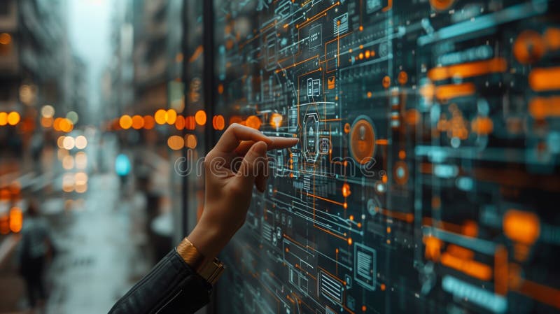 Person Interacting with Digital Interface in Urban Setting at Night ...