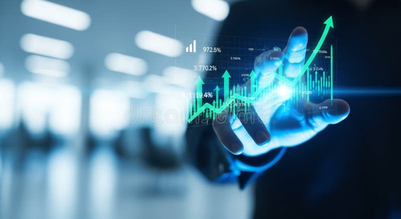 Magnifying Glass Over Rising Bar Chart Data Analysis Trends Stock Illustration - Illustration of ...