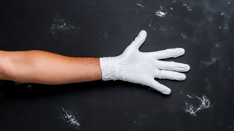 A Person S Hand in a White Glove on a Black Surface Stock Image - Image ...