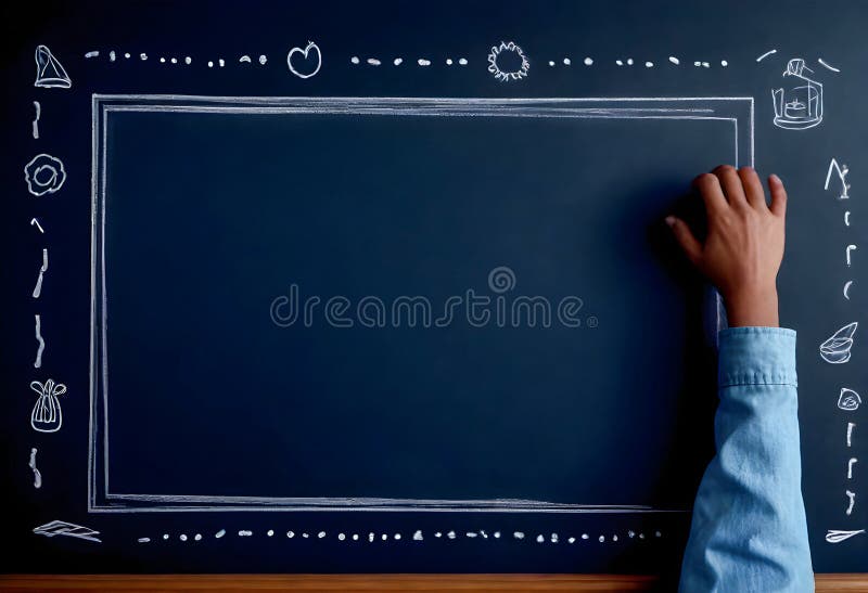 A Person S Hand Writing on a Blackboard with Chalk Stock Illustration ...
