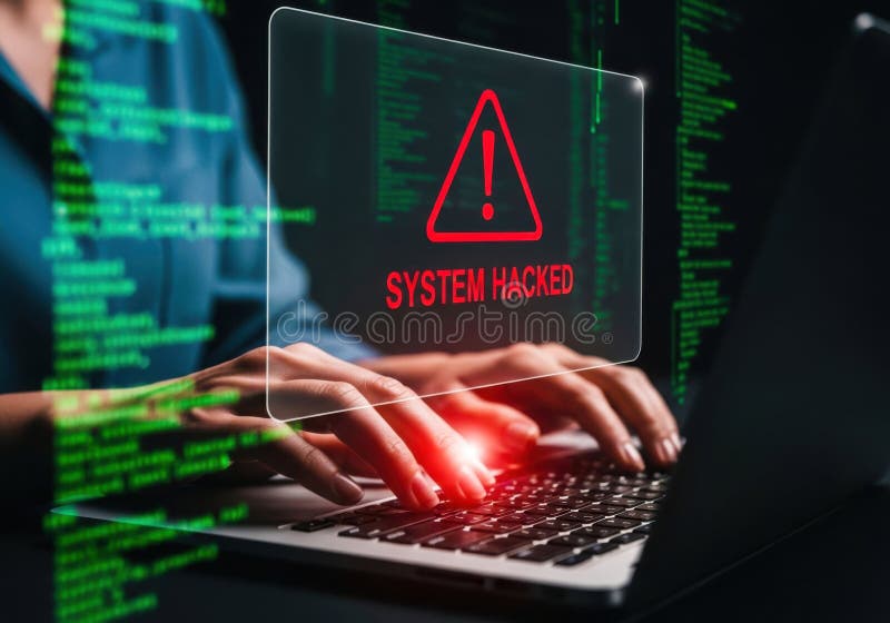 System Hacked Warning stock photo. Image of attack, cybersecurity ...