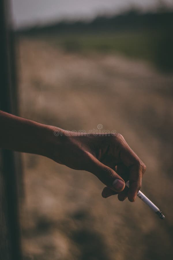 Person's Left Hand Holding White Cigarette Stick Picture. Image: 113416961