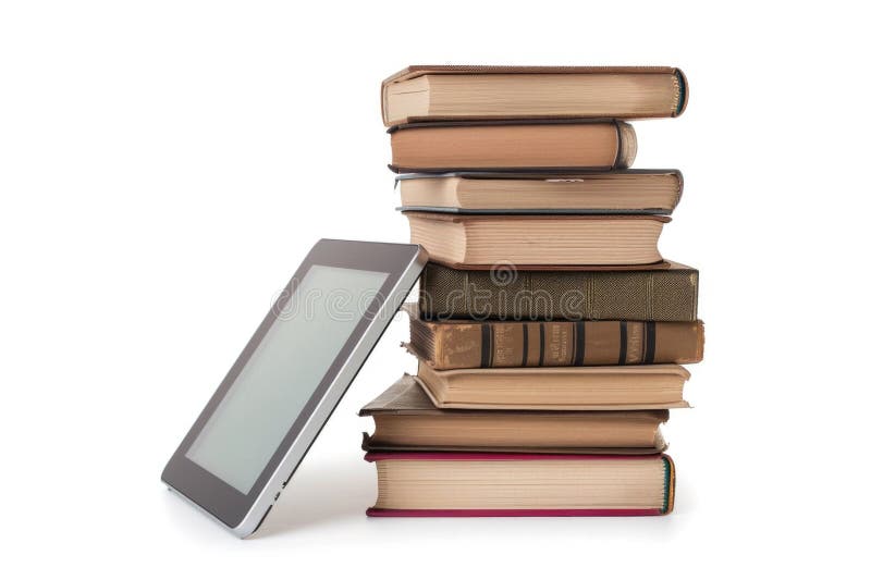 A Person S Personal Library with a Tablet Computer for Reading and ...