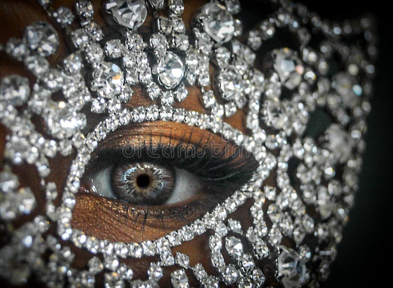 Person S Right Eye with Clear Gemstone Studded Decor Stock Photo ...
