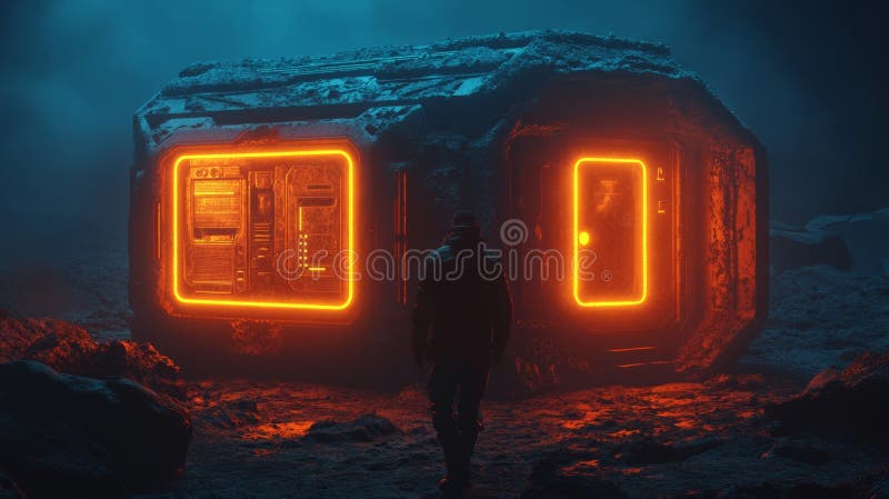 A Person S Shadow Form Stands within a Luminous Dwelling Stock Photo ...