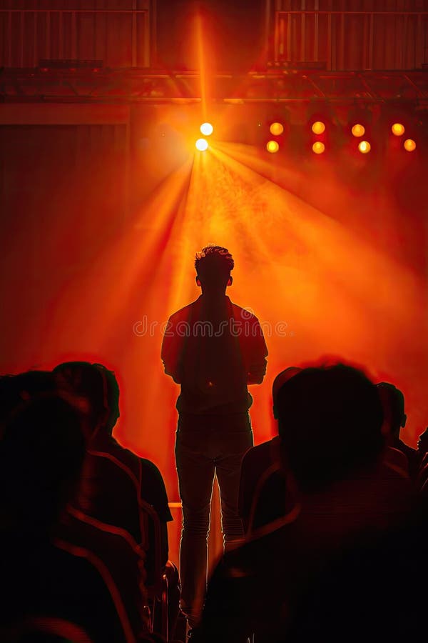 Person& X27;s Silhouette with Concert Stage Lights. Stock Illustration ...