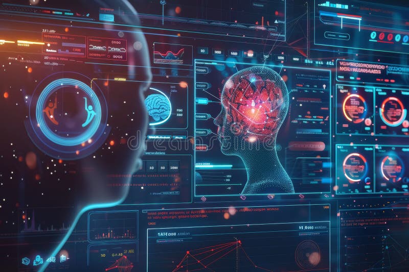 AI-Powered Digital Learning Interface Stock Illustration - Illustration ...