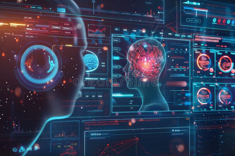 AI-Powered Digital Learning Interface Stock Illustration - Illustration ...