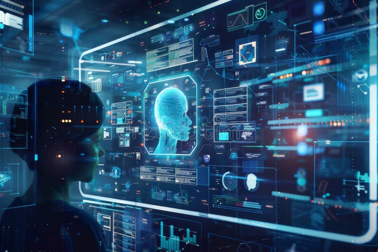 AI-Powered Digital Learning Interface Stock Illustration - Illustration ...