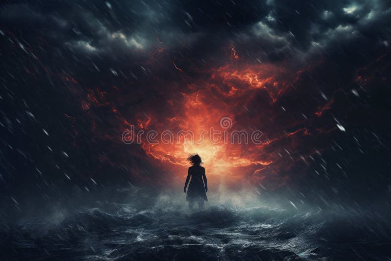 A Person S Silhouette in a Storm Stock Illustration - Illustration of ...