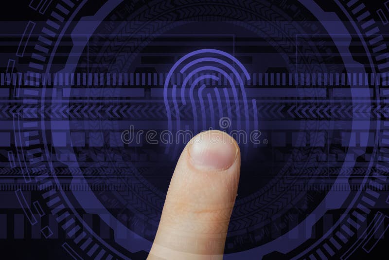 Person Scan Finger Print on His Mobile Device B Stock Image - Image of ...
