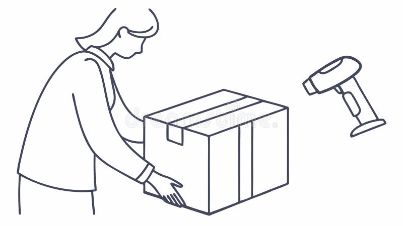 Person Scanning Barcode on Box Vector, Vector Design Generative AI ...