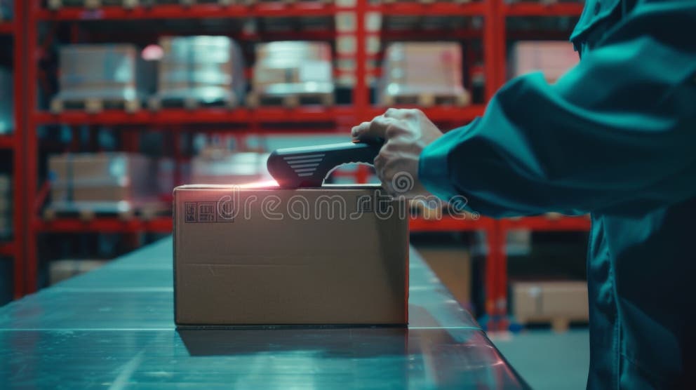 A Worker Scanning Package Barcode.AI Generated Image Stock Photo ...