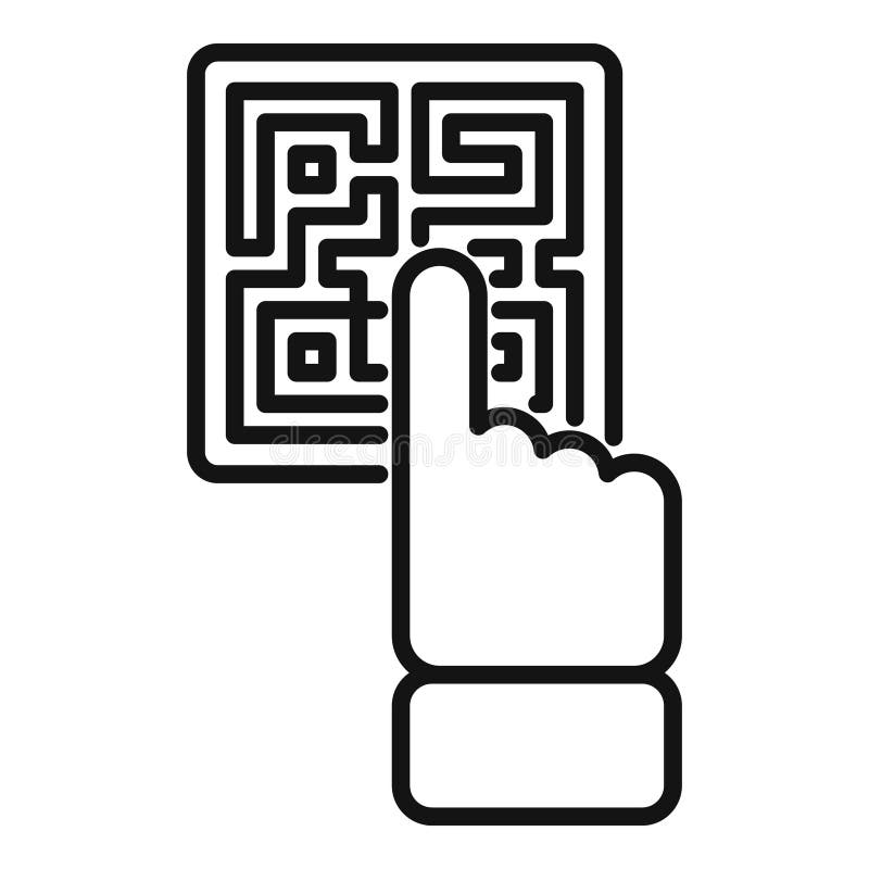 Person Scanning Qr Code with Finger Outline Icon Stock Vector ...