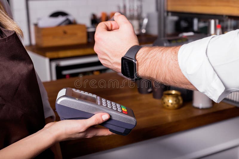 Person Scanning Smartwatch for Payment Stock Image - Image of terminal ...