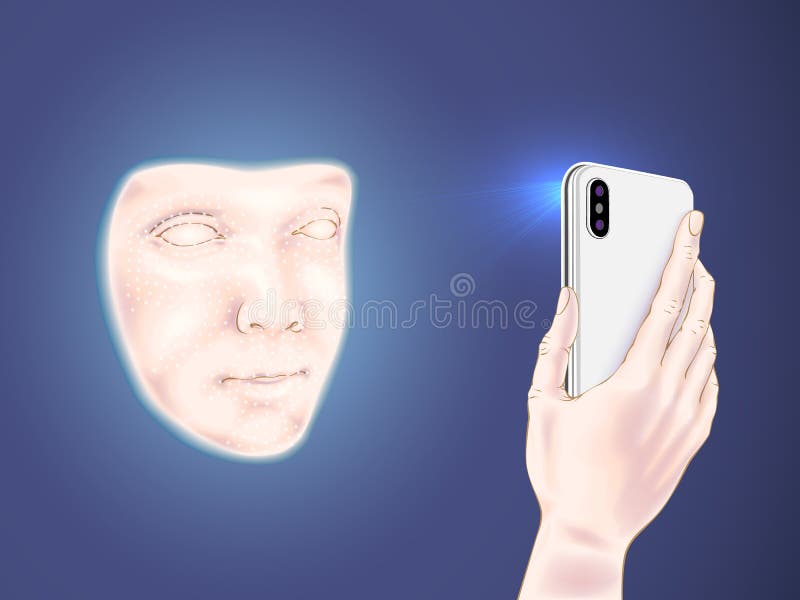 The person scans a face stock vector. Illustration of identification ...