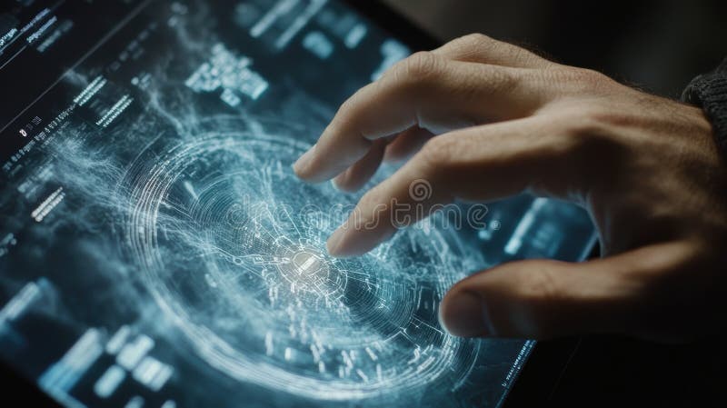 A Person Scans a Map Using a Tablet Computer, Exploring Directions and ...