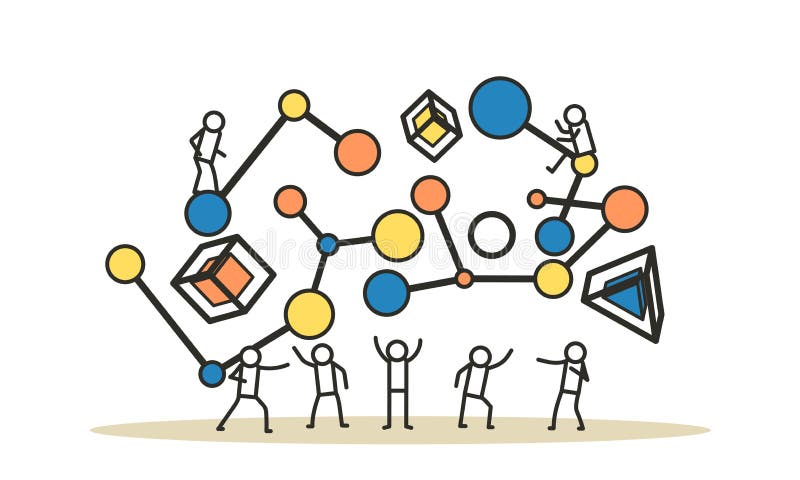 Person or Scientist Looking at Microbe, Vector Cartoon Stick Figure ...