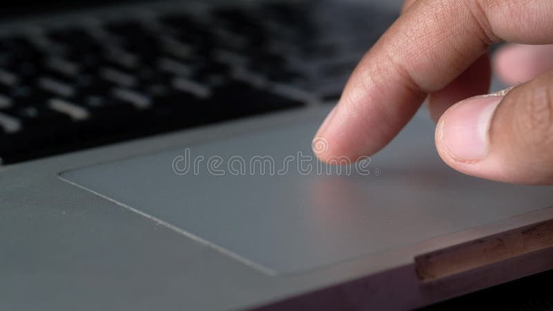 Man Finger Scrolling on Laptop Mouse Pad Stock Video - Video of white ...