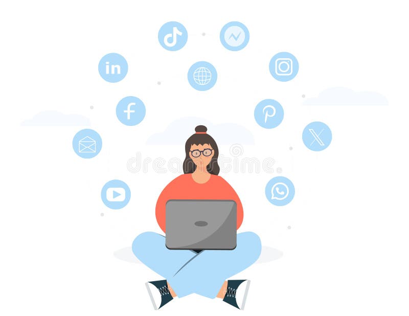 Person Scrolling Social Media in Internet, Using Laptop, Working Place ...