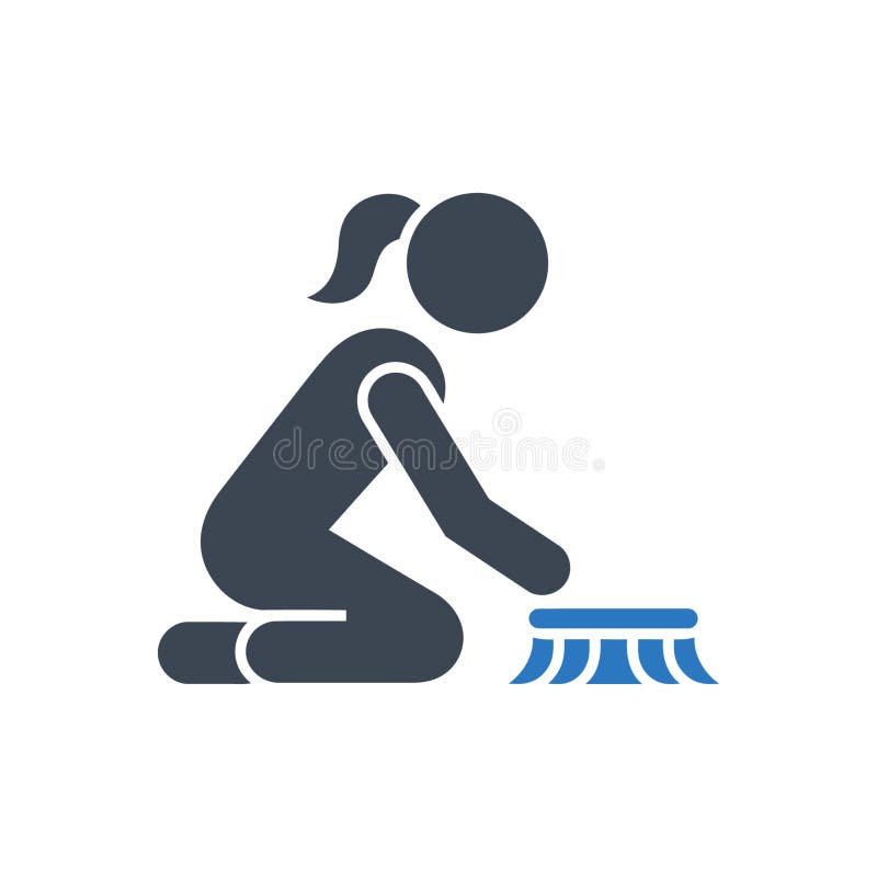 Person Scrubbing Floor Icon Stock Vector - Illustration of work ...