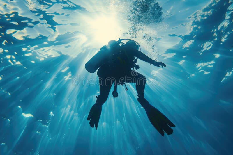 A Person in a Scuba Suit Underwater. Perfect for Underwater Adventure ...