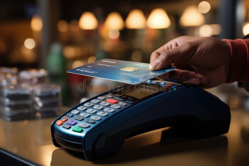 Person Seamlessly Paying for Goods at a Store with a Credit Card. AI ...