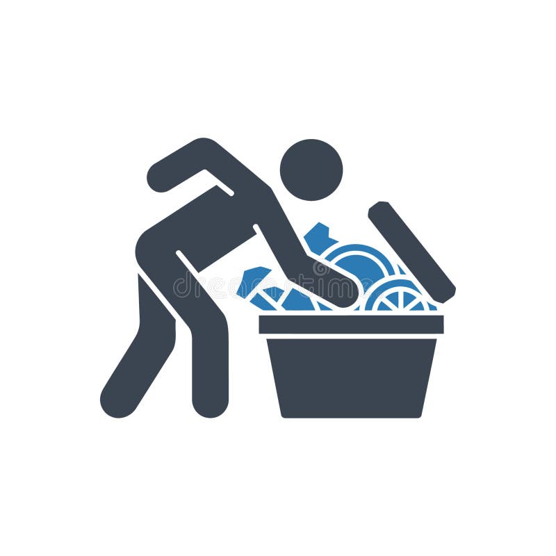 Person Searching through Recycling Bin Icon Stock Vector - Illustration ...