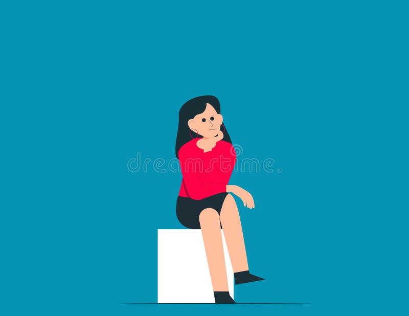 Person Seated and Waiting. Vector Cartoon Red Colour Style Stock ...