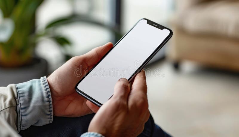 A Person is Seen Holding a Mobile Phone in Their Hands, Using it for ...