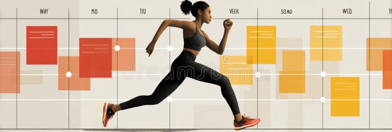 Dynamic Runner Practicing Fitness on a Weekly Training Schedule with ...
