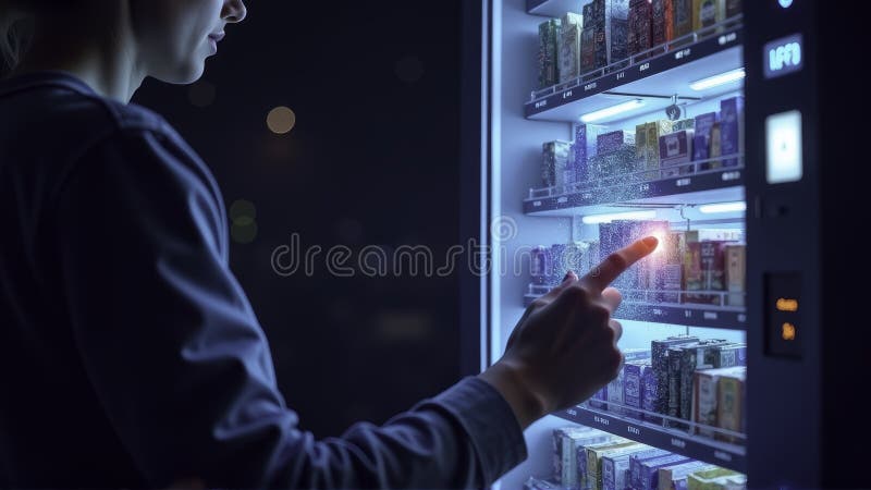 Person Selecting Product from Vending Machine. Stock Illustration ...