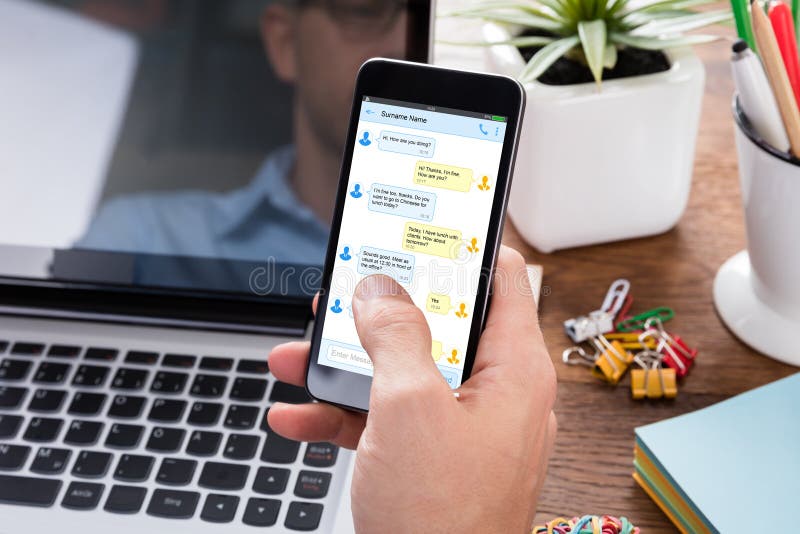 Person Sending Text Message from Smartphone Stock Image - Image of ...