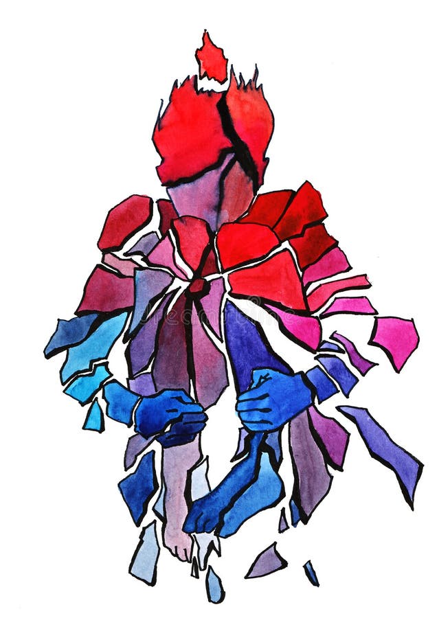 Person shattered to pieces stock illustration. Illustration of pieces ...