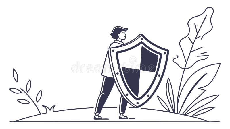 Person with Shield, Strong Protection, Vector Design Generative AI ...