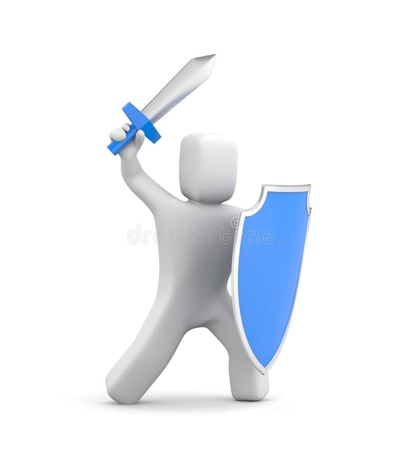 Defender with Shield and Sword - Reflects Attack Stock Illustration ... Defender with Shield and Sword - Reflects Attack Stock Illustration ...