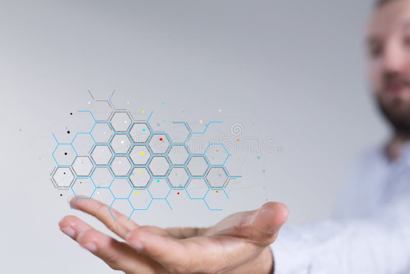 Person Showing 3d Lock Icon with Connections on a Blurred Background ...