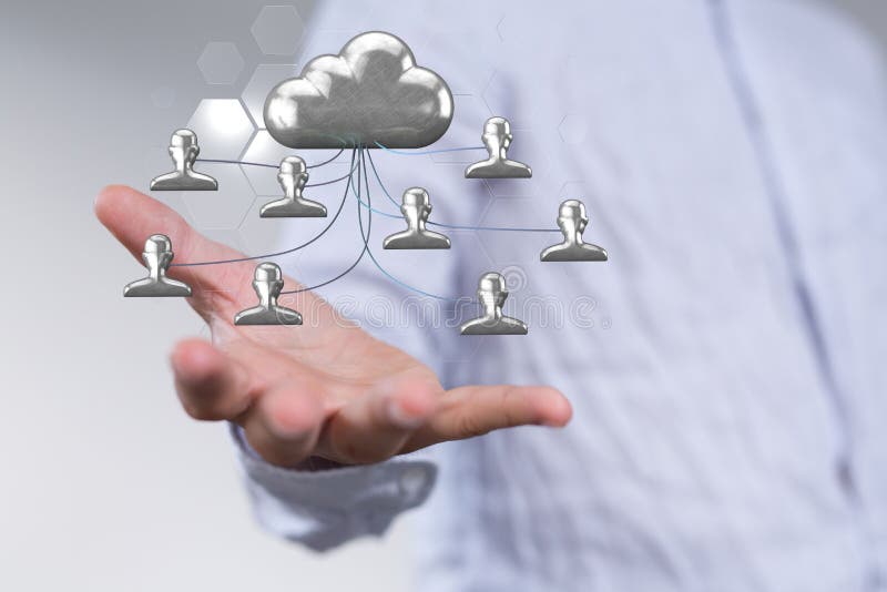 Person Showing 3d Human Icons with Connections on a Blurred Background ...