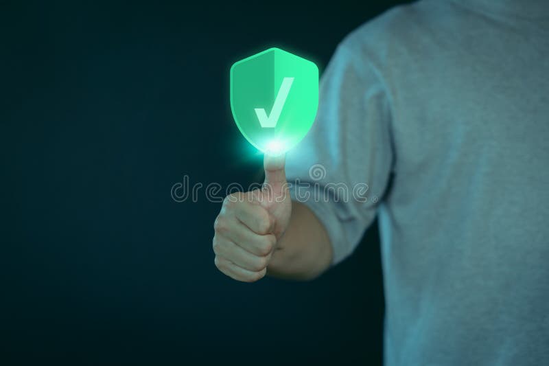 Person Showing a Glowing Shield with a Checkmark Icon, Symbolizing ...