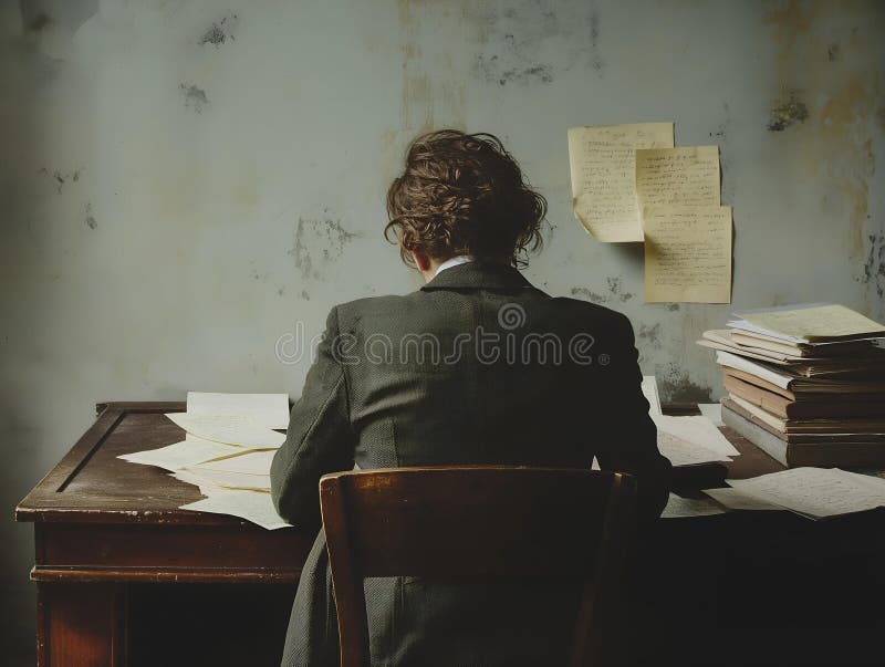 Person Working at Computer, Office Setting, Back View, Modern Workspace ...