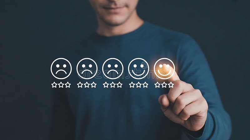 Person Rating Customer Experience with Positive Smiley Face ...