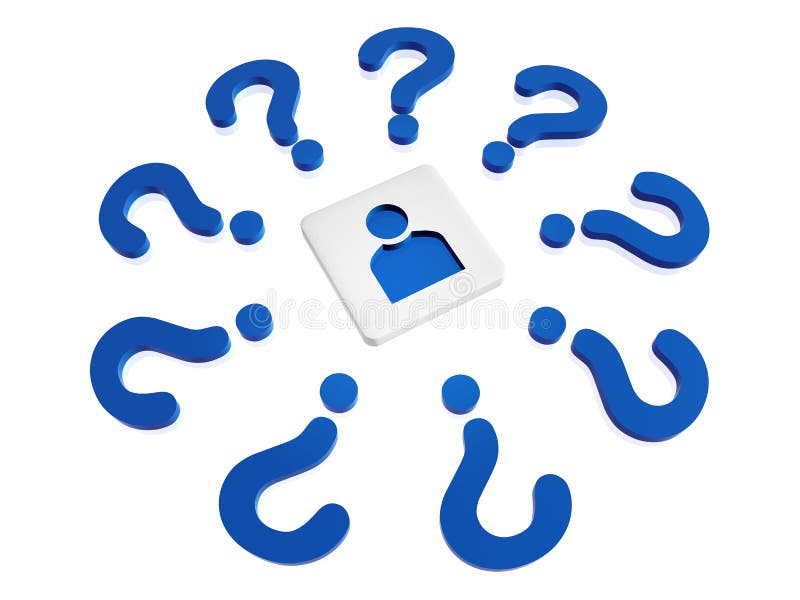 Person Sign with Blue Question-marks Stock Illustration - Illustration ...