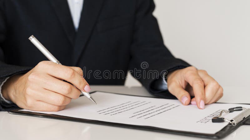 Person Signing Certificate Front View. High Quality Photo Stock Image ...
